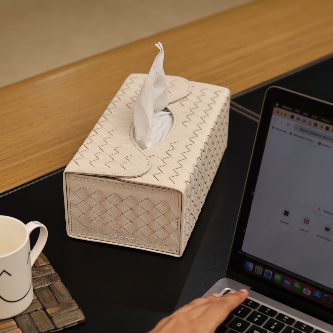 Buy Chalk Leather Tissue Box - Calonge